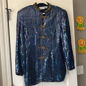 Vintage | Jackets & Coats | Vintage Bluepurple Iridescent Sequin ...